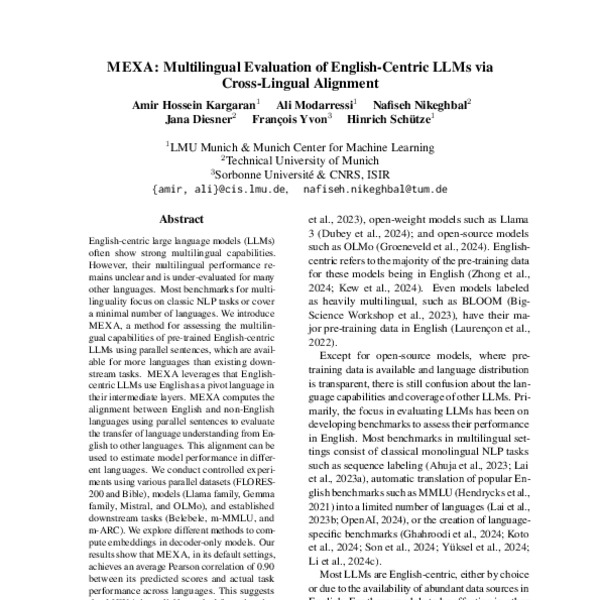 MEXA: Multilingual Evaluation of English-Centric LLMs via Cross-Lingual ...