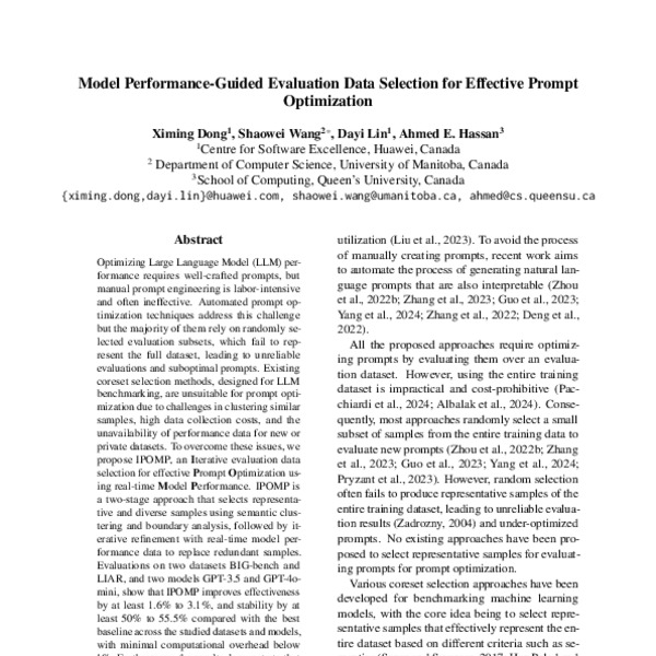 Model Performance-Guided Evaluation Data Selection for Effective Prompt Optimization - ACL Anthology