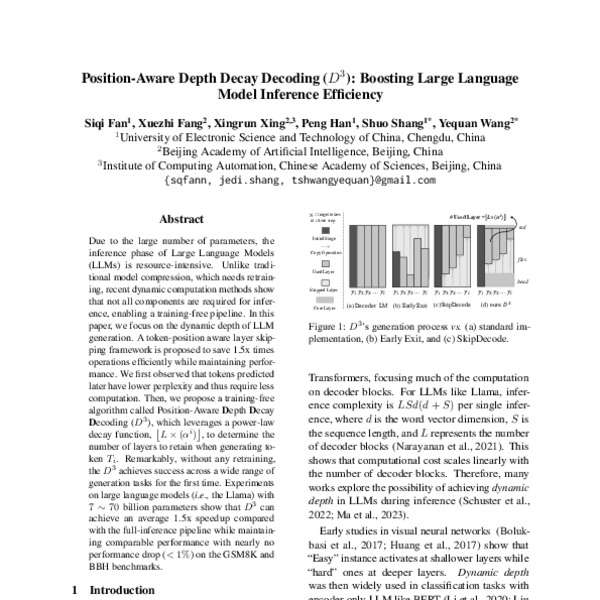 Position-Aware Depth Decay Decoding (D3): Boosting Large Language Model Inference Efficiency ...