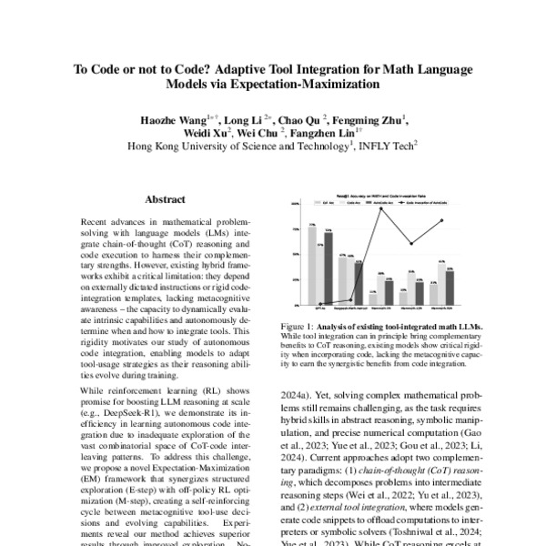 To Code or not to Code? Adaptive Tool Integration for Math Language ...