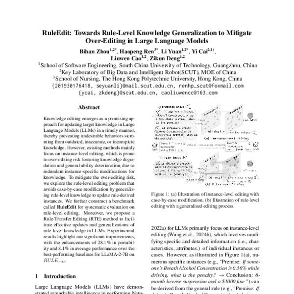RuleEdit: Towards Rule-Level Knowledge Generalization to Mitigate Over-Editing in Large Language ...