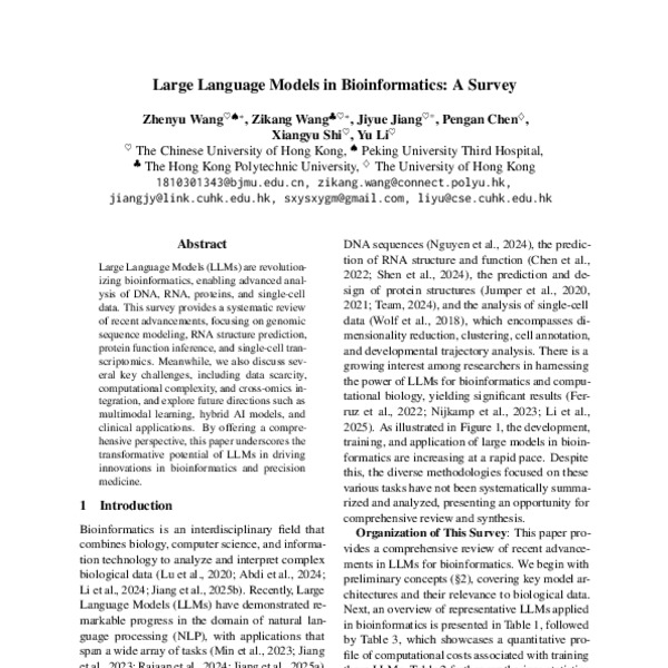 Large Language Models in Bioinformatics: A Survey - ACL Anthology