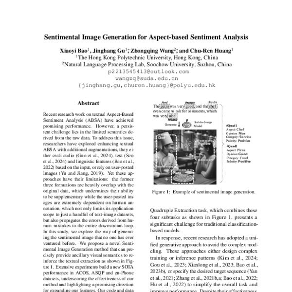 Sentimental Image Generation For Aspect Based Sentiment Analysis Acl Anthology