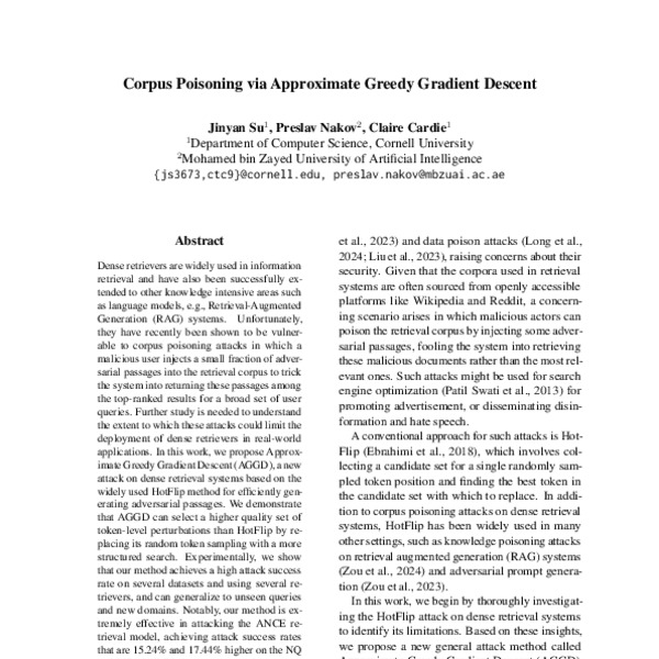 Corpus Poisoning via Approximate Greedy Gradient Descent - ACL Anthology