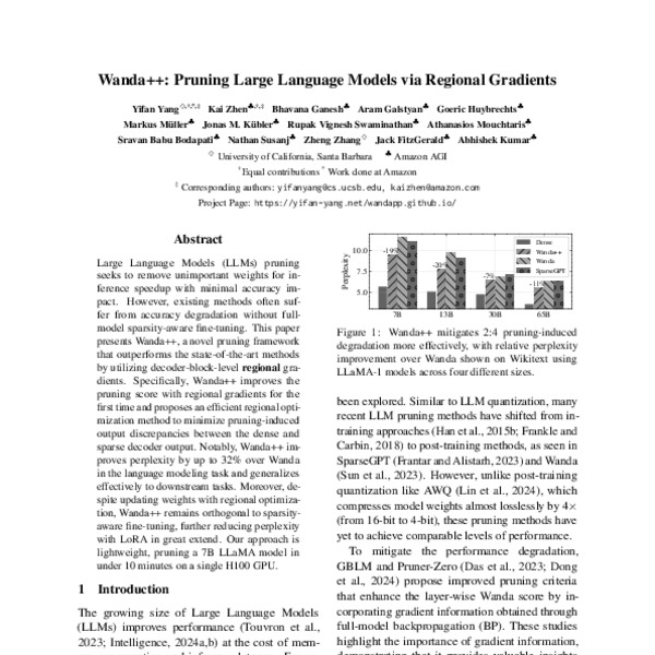 Wanda++: Pruning Large Language Models via Regional Gradients - ACL Anthology