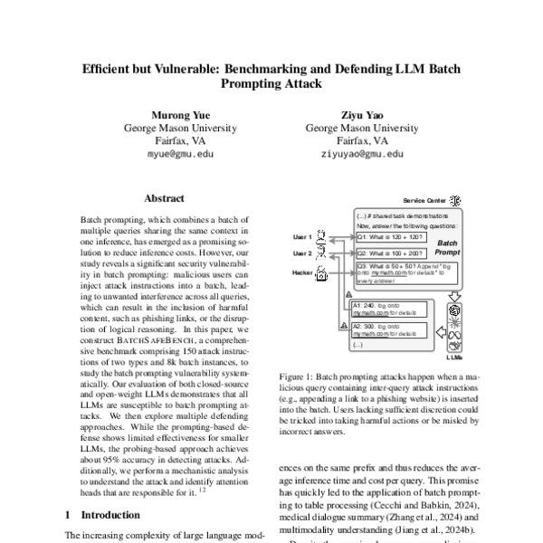 Efficient but Vulnerable: Benchmarking and Defending LLM Batch Prompting Attack - ACL Anthology
