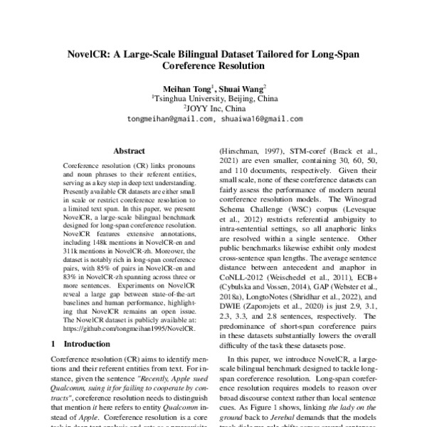NovelCR: A Large-Scale Bilingual Dataset Tailored for Long-Span Coreference Resolution - ACL ...