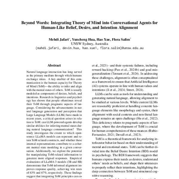 Beyond Words: Integrating Theory of Mind into Conversational Agents for Human-Like Belief ...