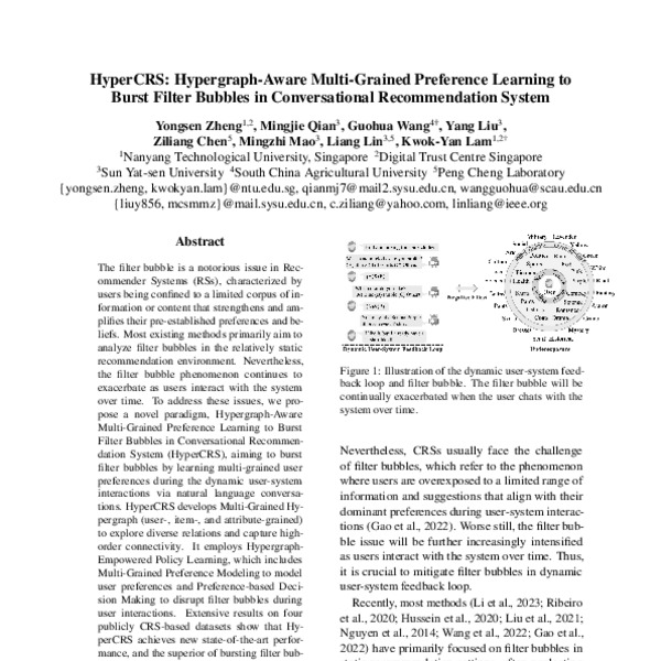 HyperCRS: Hypergraph-Aware Multi-Grained Preference Learning to Burst Filter Bubbles in ...