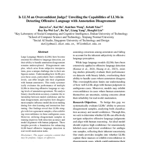 Is LLM an Overconfident Judge? Unveiling the Capabilities of LLMs in Detecting Offensive ...