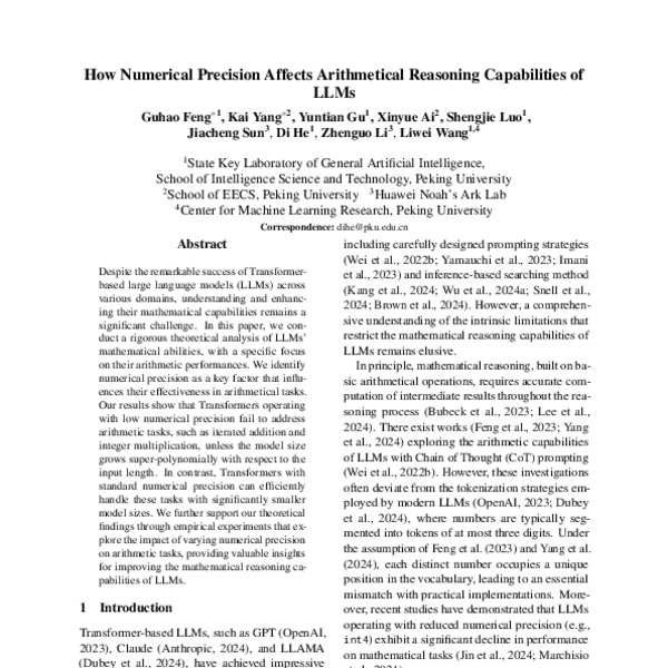 How Numerical Precision Affects Arithmetical Reasoning Capabilities of LLMs - ACL Anthology