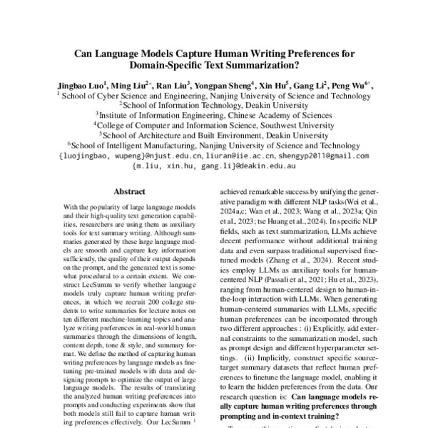 Can Language Models Capture Human Writing Preferences for Domain ...