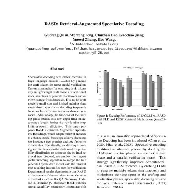 RASD: Retrieval-Augmented Speculative Decoding - ACL Anthology