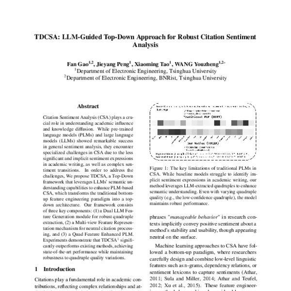 TDCSA: LLM-Guided Top-Down Approach for Robust Citation Sentiment Analysis - ACL Anthology