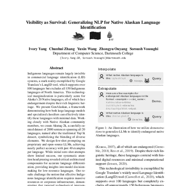 Visibility as Survival: Generalizing NLP for Native Alaskan Language Identification - ACL Anthology
