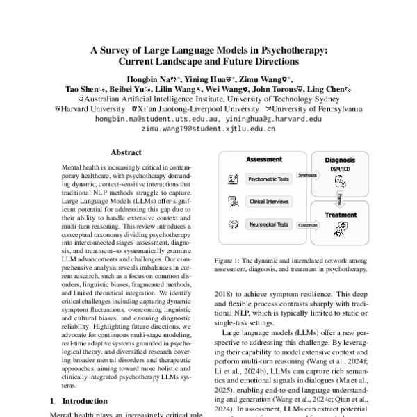 A Survey of Large Language Models in Psychotherapy: Current Landscape ...