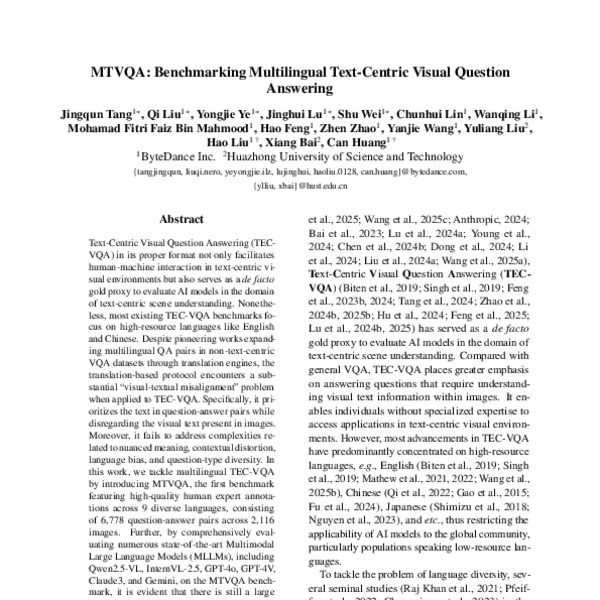 MTVQA: Benchmarking Multilingual Text-Centric Visual Question Answering ...