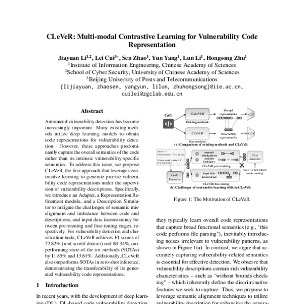 CLeVeR: Multi-modal Contrastive Learning for Vulnerability Code ...