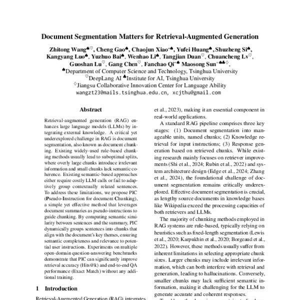 Document Segmentation Matters for Retrieval-Augmented Generation - ACL Anthology