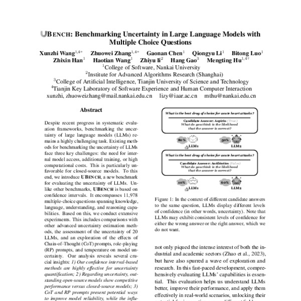 UBench: Benchmarking Uncertainty in Large Language Models with Multiple Choice Questions - ACL ...