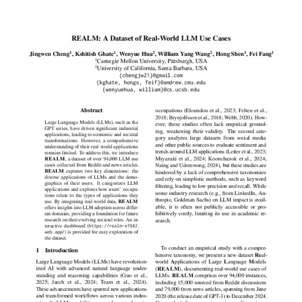 REALM: A Dataset of Real-World LLM Use Cases - ACL Anthology