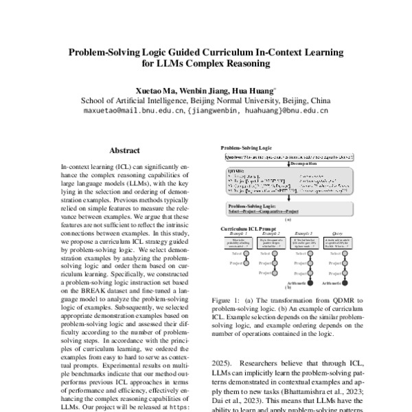 Problem-Solving Logic Guided Curriculum In-Context Learning for LLMs Complex Reasoning - ACL ...