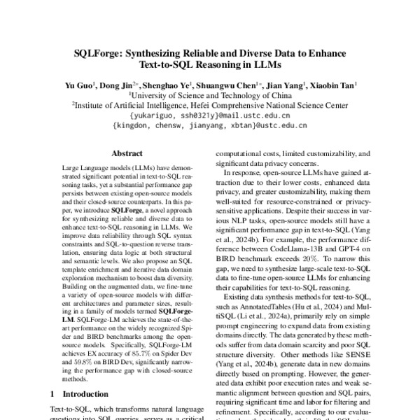 SQLForge: Synthesizing Reliable and Diverse Data to Enhance Text-to-SQL Reasoning in LLMs - ACL ...