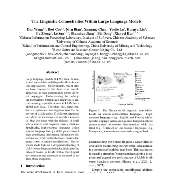 The Linguistic Connectivities Within Large Language Models - ACL Anthology