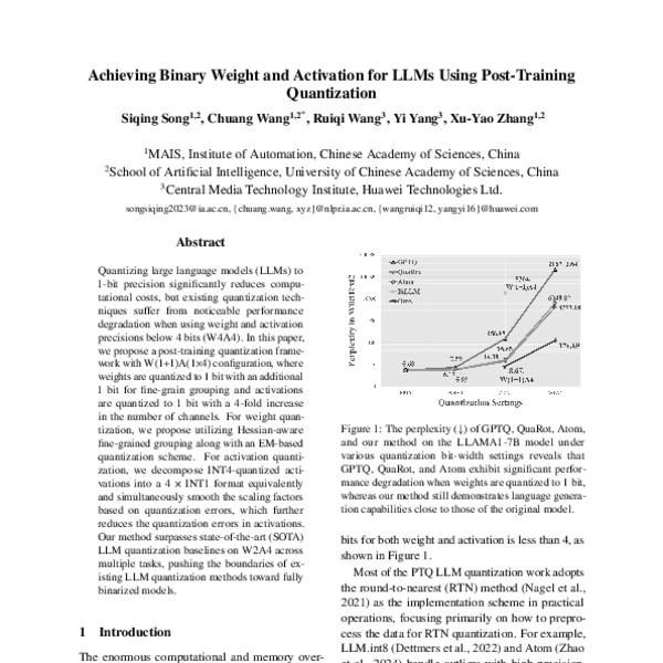 Achieving binary weight and activation for LLMs using Post-Training Quantization - ACL Anthology