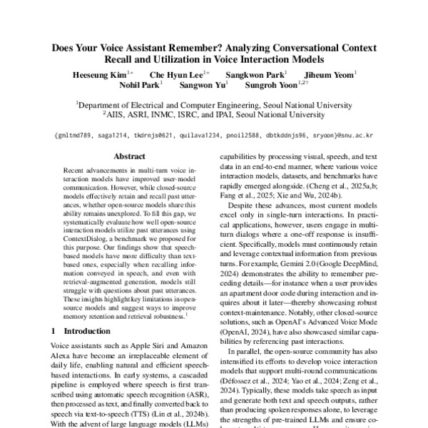 Does Your Voice Assistant Remember? Analyzing Conversational Context Recall and Utilization in ...