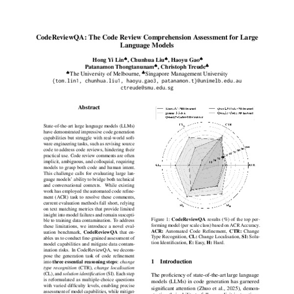 CodeReviewQA: The Code Review Comprehension Assessment for Large Language Models - ACL Anthology