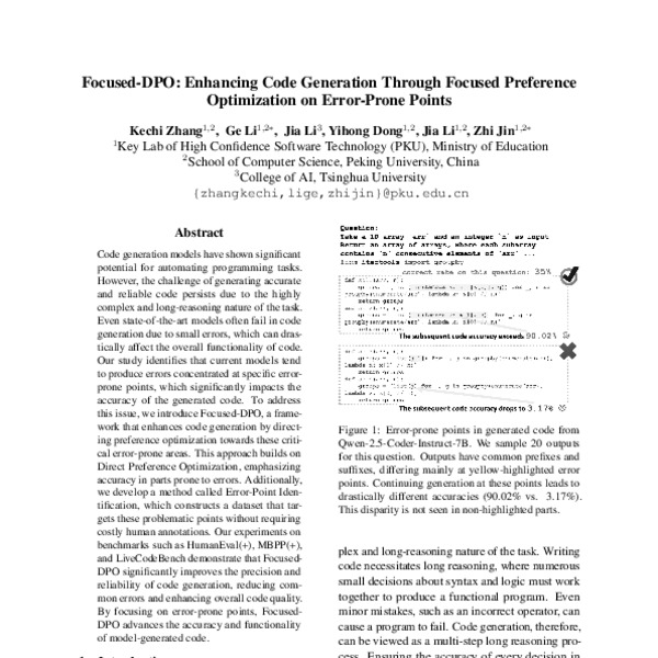 Focused-DPO: Enhancing Code Generation Through Focused Preference ...