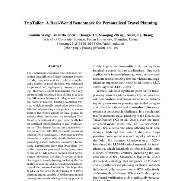 TripTailor: A Real-World Benchmark for Personalized Travel Planning ...