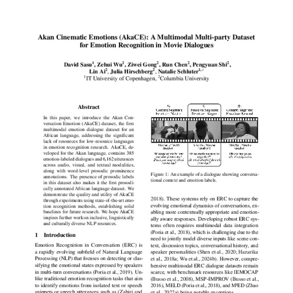 Akan Cinematic Emotions (ACE): A Multimodal Multi-party Dataset for Emotion Recognition in Movie ...