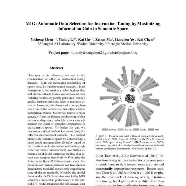 MIG: Automatic Data Selection for Instruction Tuning by Maximizing Information Gain in Semantic ...