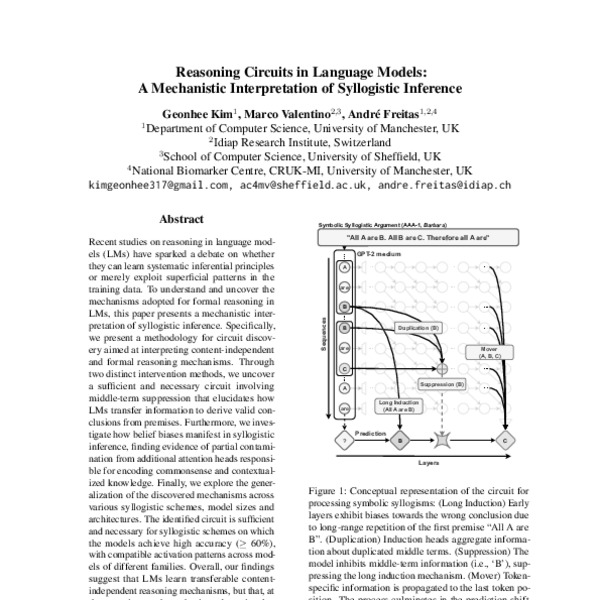 Reasoning Circuits in Language Models: A Mechanistic Interpretation of Syllogistic Inference ...