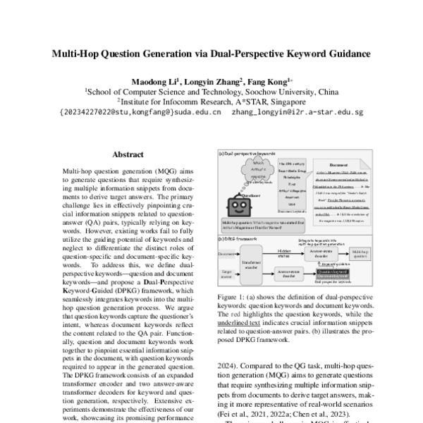 Multi-Hop Question Generation via Dual-Perspective Keyword Guidance - ACL Anthology