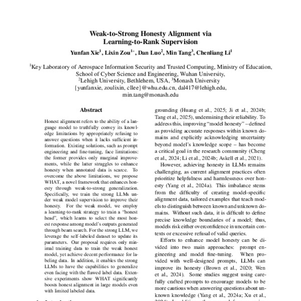 Weak-to-Strong Honesty Alignment via Learning-to-Rank Supervision - ACL ...