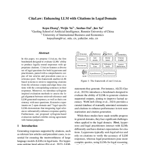 CitaLaw: Enhancing LLM with Citations in Legal Domain - ACL Anthology