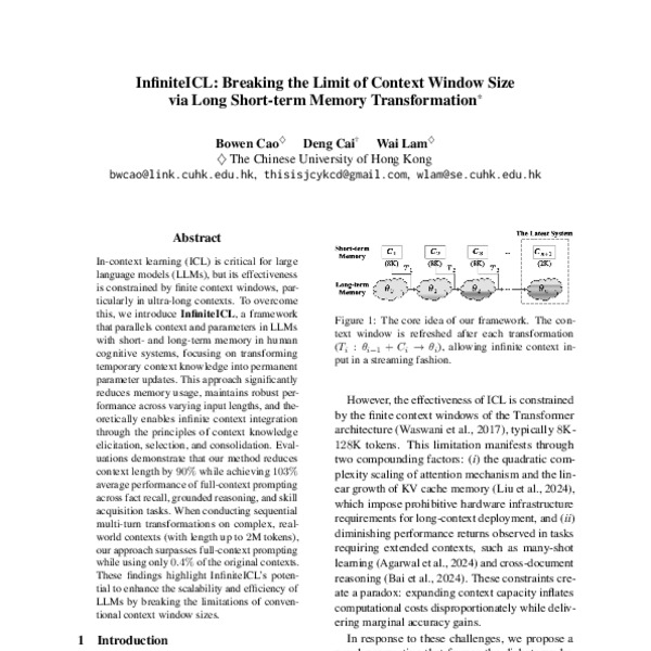 InfiniteICL: Breaking the Limit of Context Window Size via Long Short-term Memory Transformation ...
