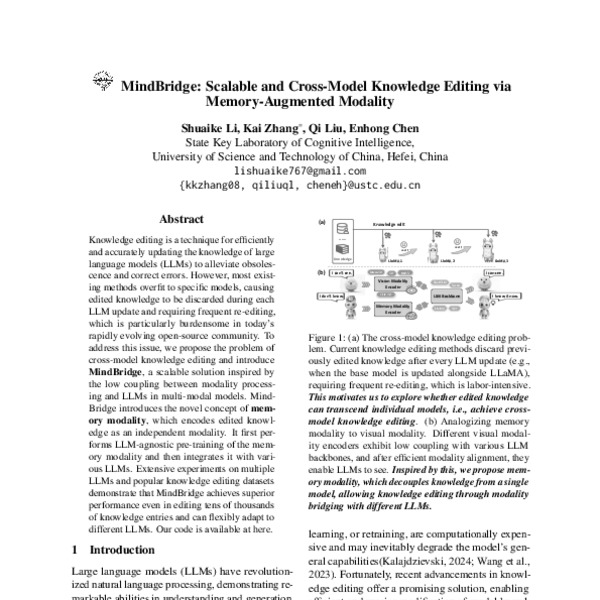 Mindbridge Scalable And Cross Model Knowledge Editing Via Memory Augmented Modality Acl Anthology