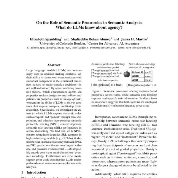 On the Role of Semantic Proto-roles in Semantic Analysis: What do LLMs know about agency? - ACL ...
