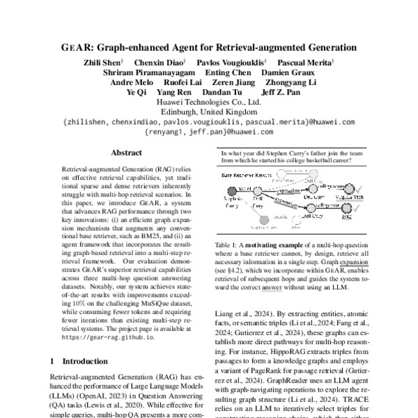 GeAR: Graph-enhanced Agent for Retrieval-augmented Generation - ACL Anthology