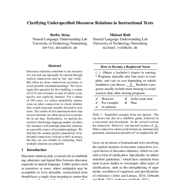 Clarifying Underspecified Discourse Relations in Instructional Texts - ACL Anthology