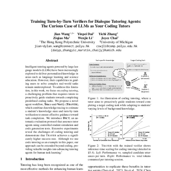 Training Turn-by-Turn Verifiers for Dialogue Tutoring Agents: The ...