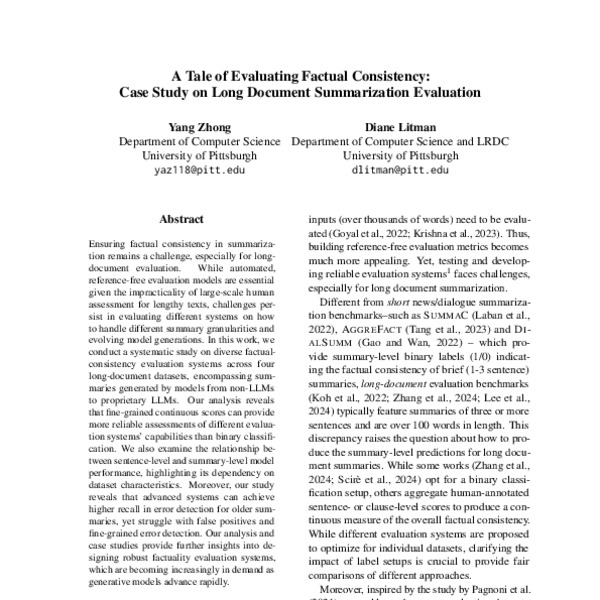 A Tale of Evaluating Factual Consistency: Case Study on Long Document Summarization Evaluation ...