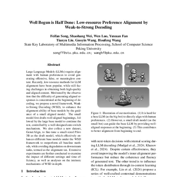Well Begun is Half Done: Low-resource Preference Alignment by Weak-to-Strong Decoding - ACL ...