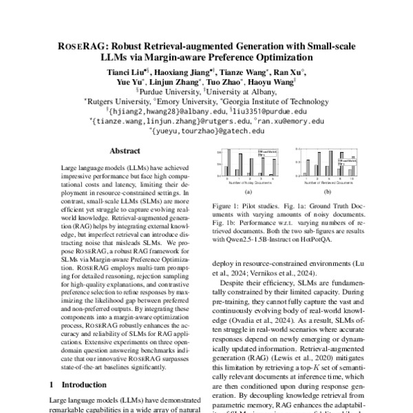RoseRAG: Robust Retrieval-augmented Generation with Small-scale LLMs via Margin-aware Preference ...