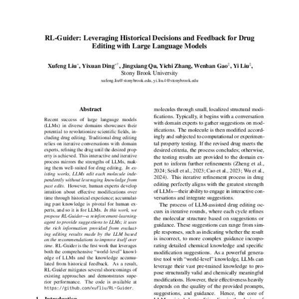 RL-Guider: Leveraging Historical Decisions and Feedback for Drug Editing with Large Language ...