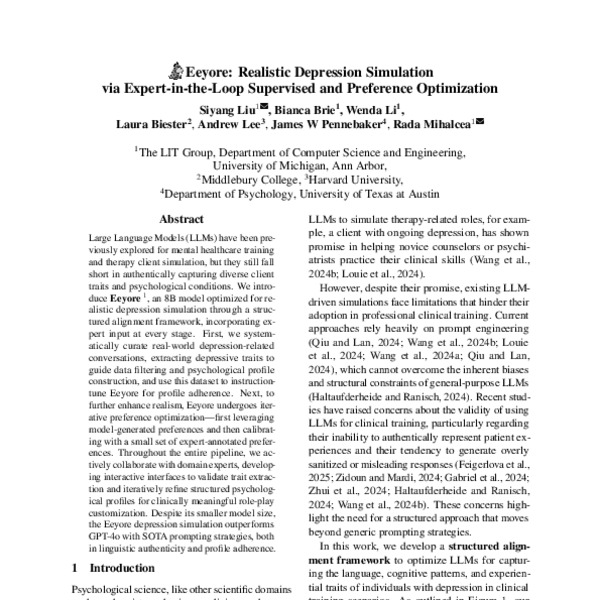 Eeyore: Realistic Depression Simulation via Expert-in-the-Loop ...